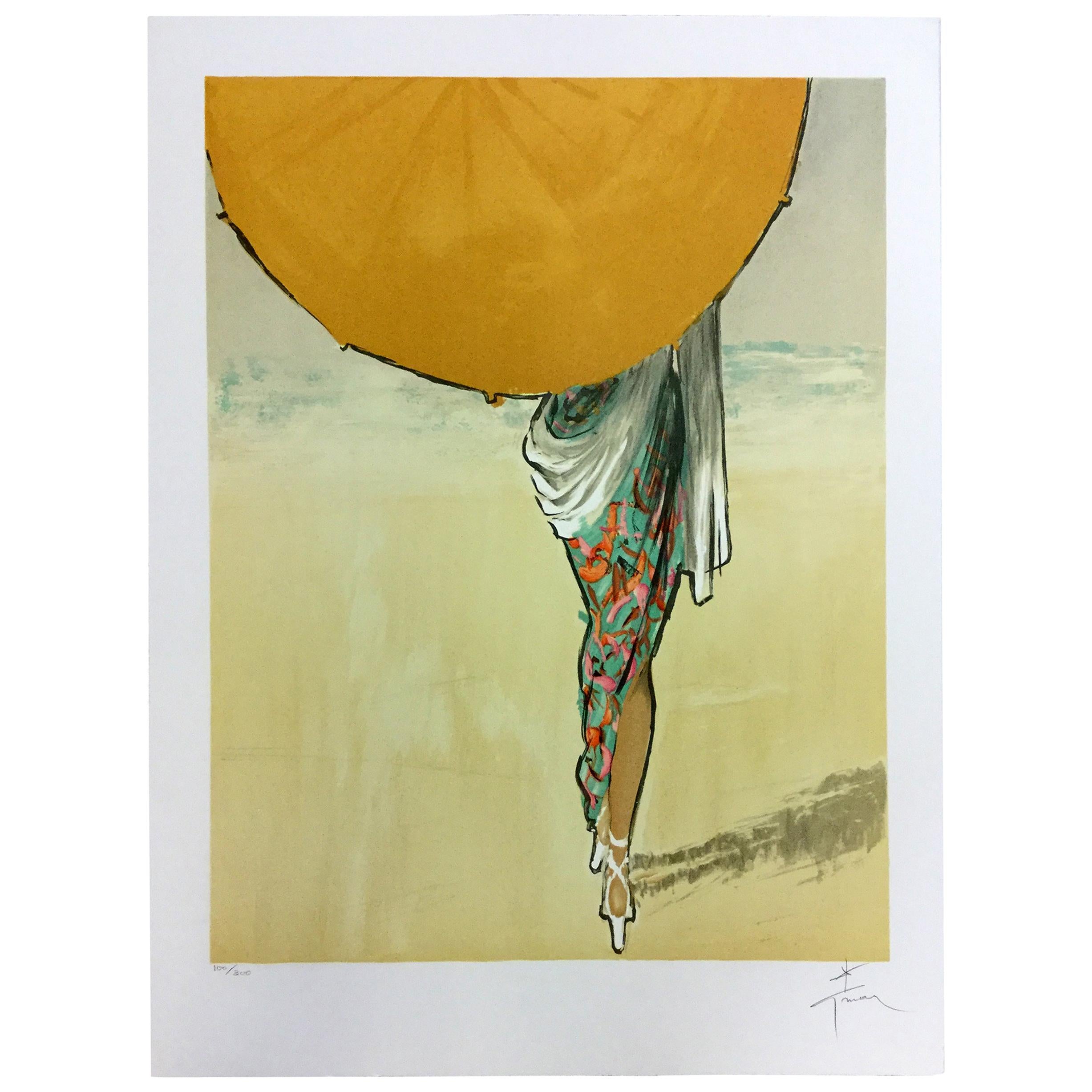 Art Deco Modern Unframed Rene Gruau Hand Signed Lithograph Bonjour ...