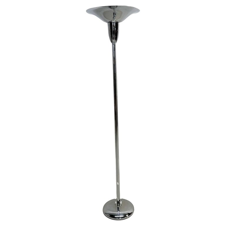 Art Deco Moderne Chrome Torchiere Floor Lamp by Boyd Lighting Company ...