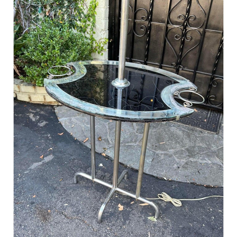 Art Deco Modernism Eglomise Lamp Table Combination, 1930s For Sale at ...