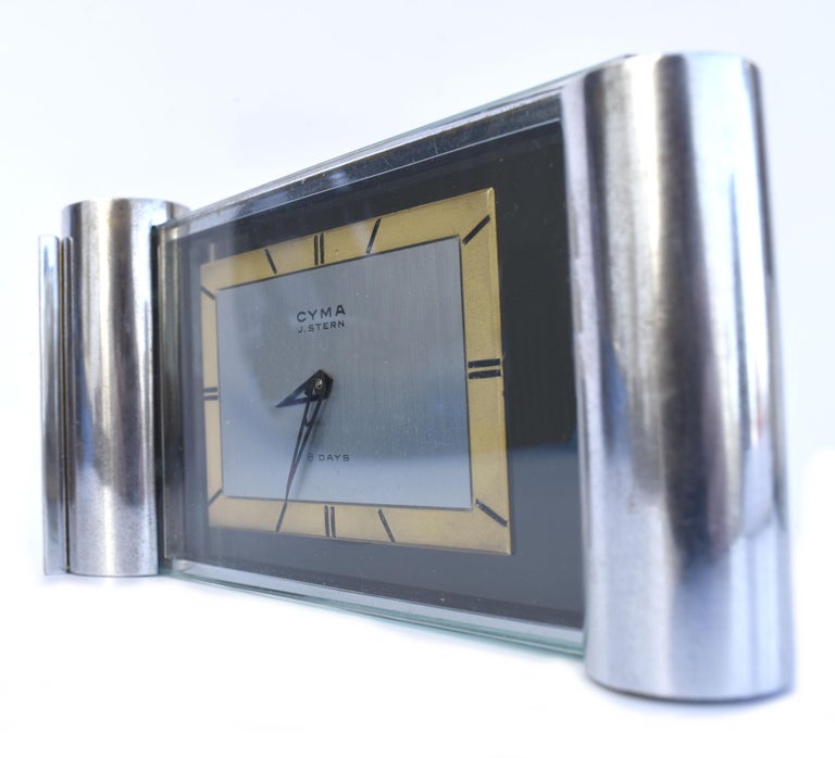 Art Deco Modernist 8 Day Chrome Clock by CYMA, c1930 For Sale at ...