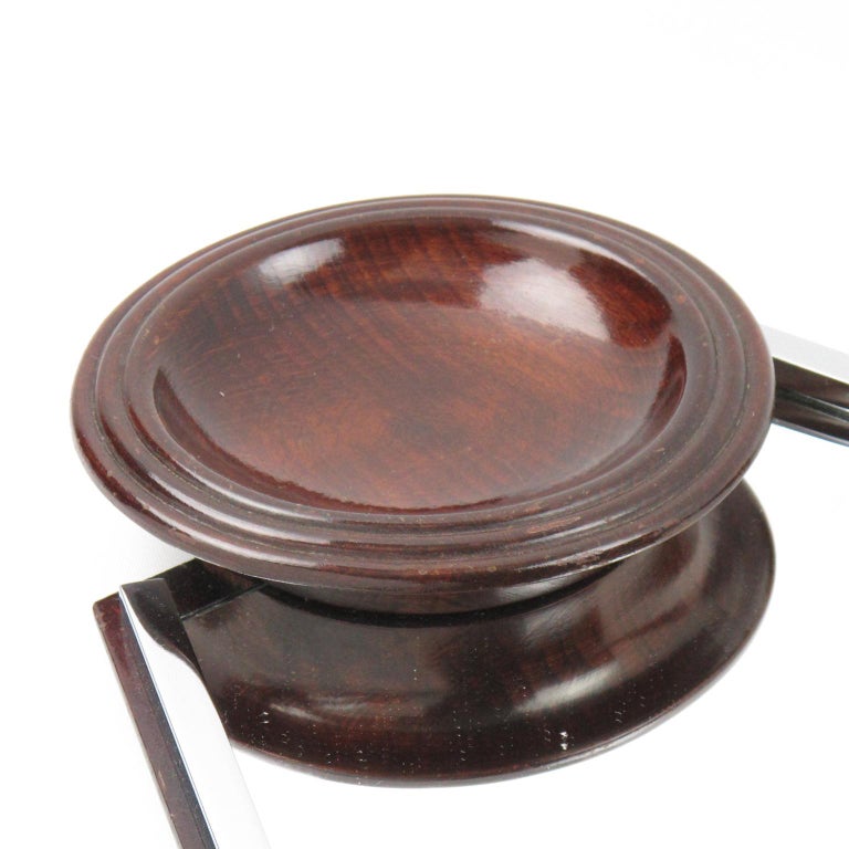 Art Deco Modernist Barware Cocktail Serving Tray Chrome Glass and Wood ...