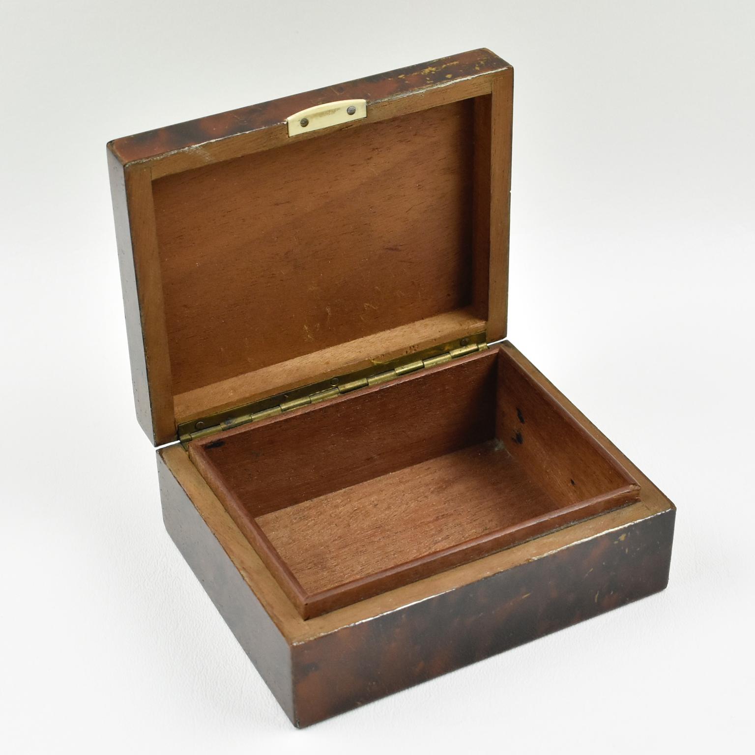 Art Deco Modernist Burl Wood Box with Wooden Marquetry at 1stDibs | art ...