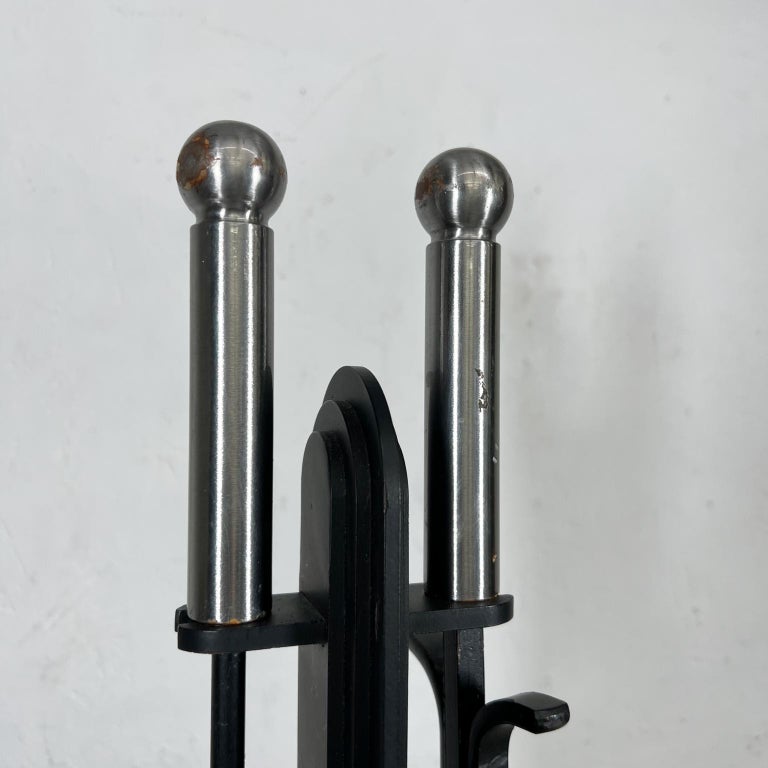 Art Deco Modernist Sculptural Fireplace Tool Set Two-Piece Iron and ...