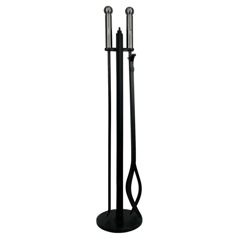 Art Deco Modernist Sculptural Fireplace Tool Set Two-Piece Iron and ...