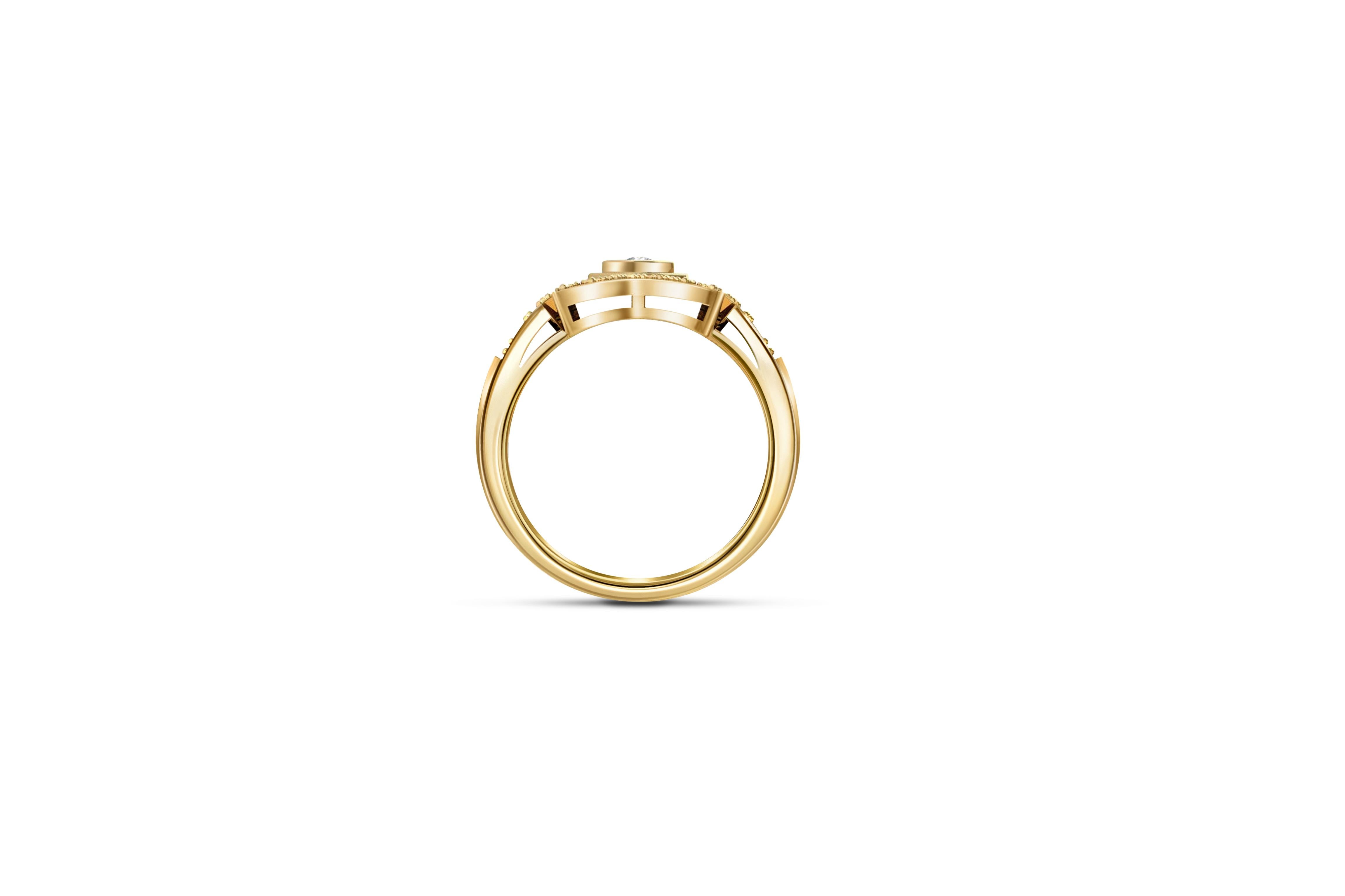 Art Deco Moissanite wedding 14k gold ring. For Sale at 1stDibs