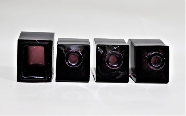 Art Deco Moser Style Interlocking Amethyst Crystal Perfume Bottles and ...