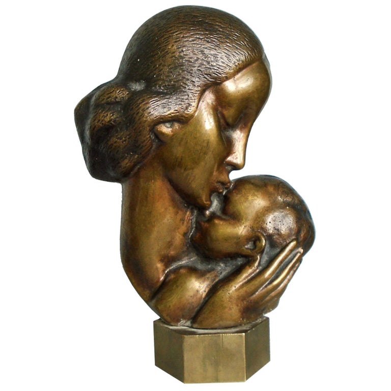 Art Deco Mother and Child Sculpture at 1stDibs