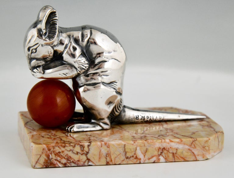 Art Deco Mouse Bookends Signed by Hippolyte Moreau France 1930 at 1stDibs