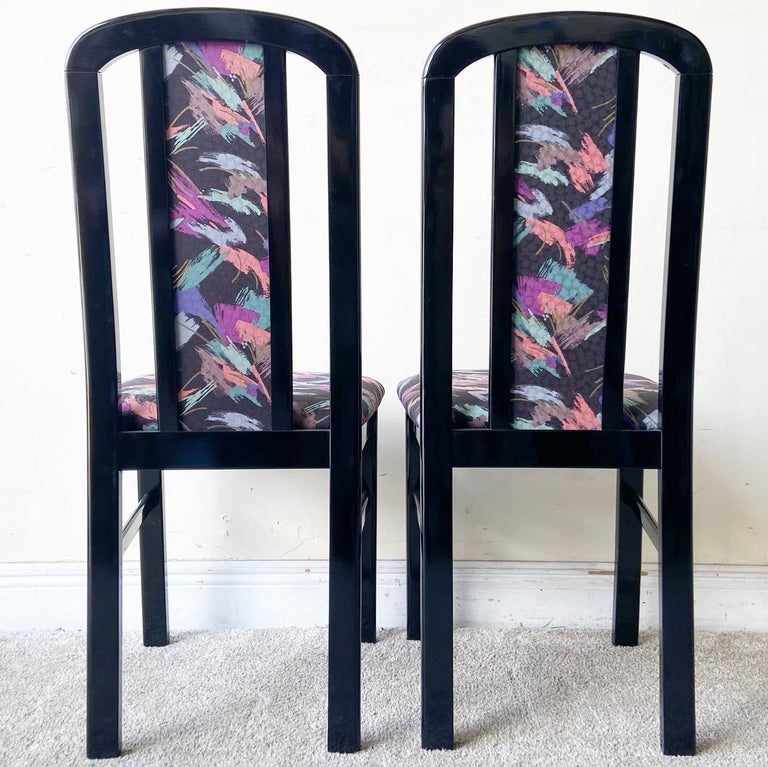 Art Deco Multi Color Fabric Dining Chairs, Set of 6 For Sale at 1stDibs