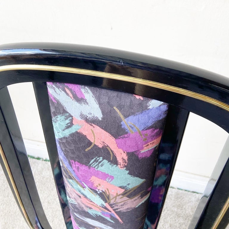 Art Deco Multi Color Fabric Dining Chairs, Set of 6 For Sale at 1stDibs