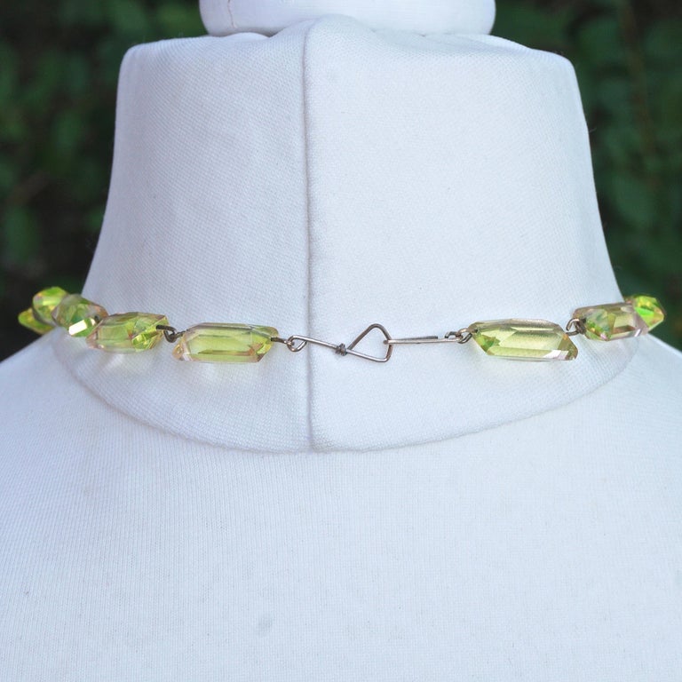 Art Deco Necklace Shell Pink and Light Yellow Uranium Glass on Gold ...