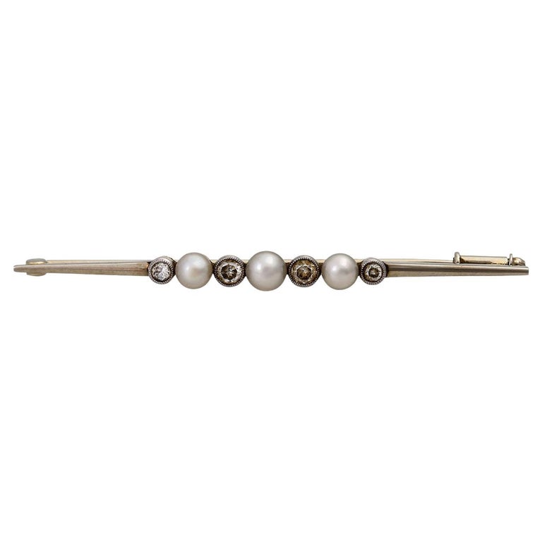 Art Deco Needle with 3 Pearls, Probably Natural For Sale at 1stDibs
