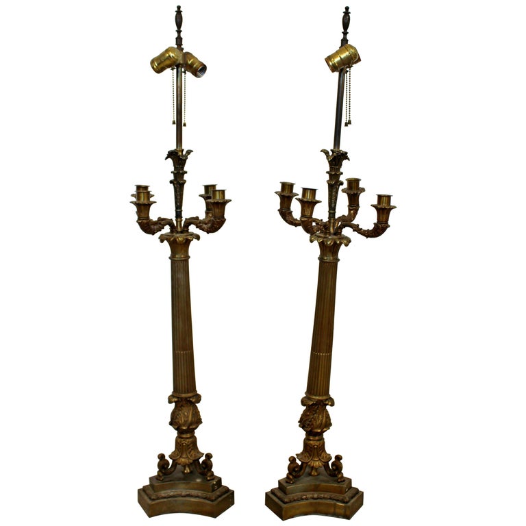 Art Deco Neoclassical Pair of William Kessler Bronze Table Lamps, 1930s ...