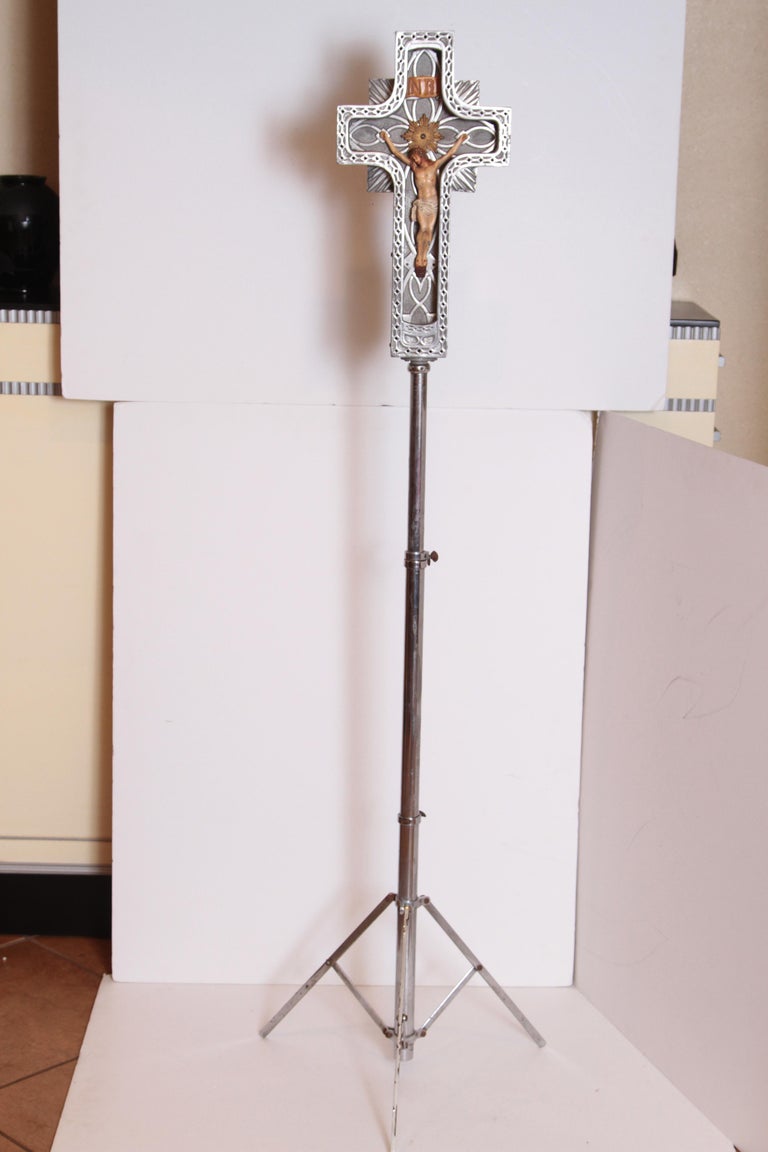 Art Deco Neon Crucifix, Cast Metal, Hand-Painted, with Stand in Case ...