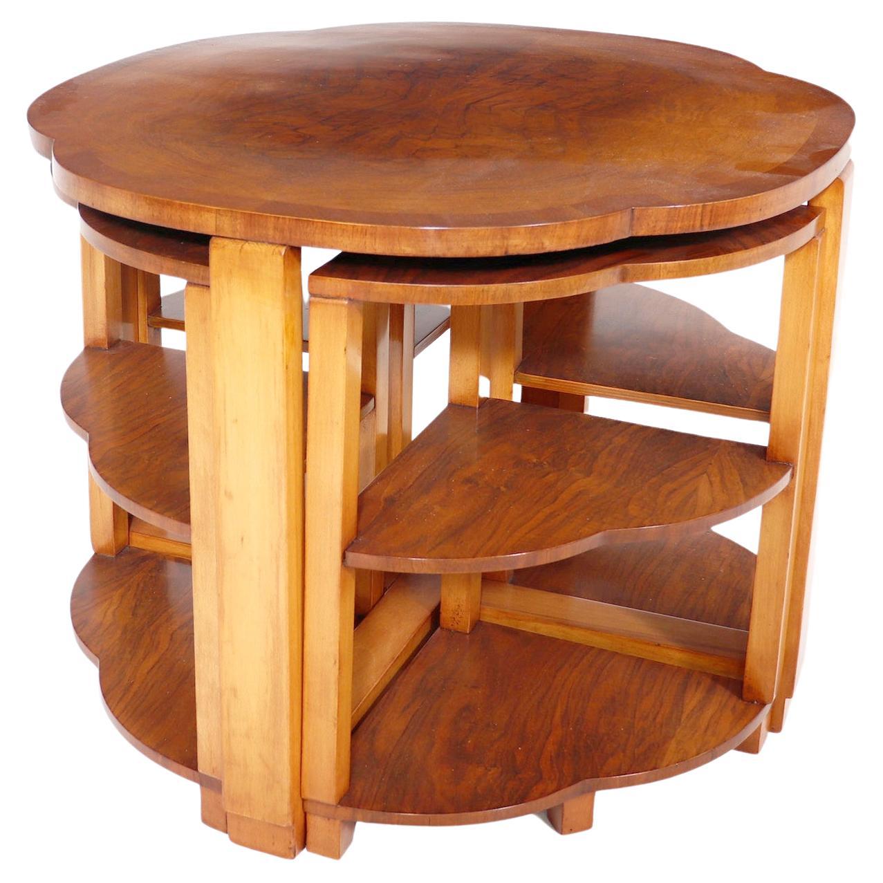 Streamline Art Deco Occasional Table in Walnut and Black Lacquer by ...