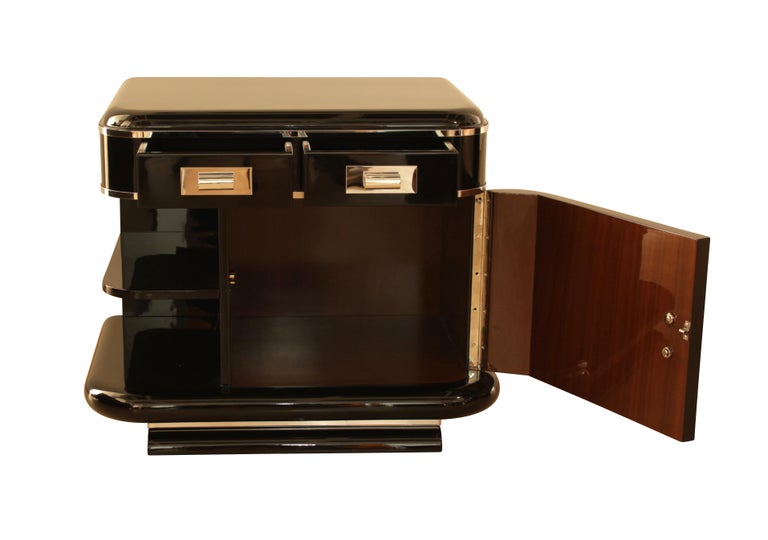 Art Deco Nightstands, Black Lacquer, France, circa 1930 at 1stDibs