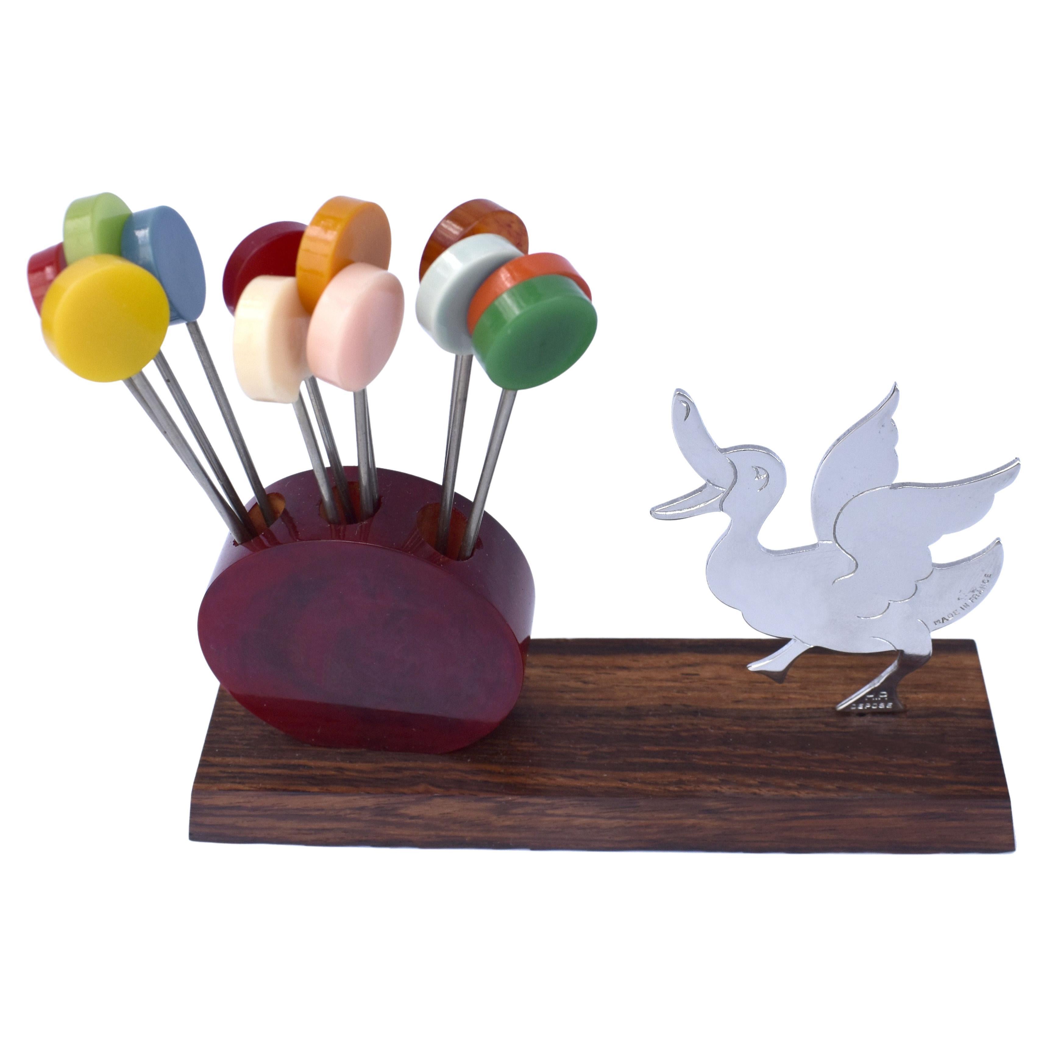 Art Deco Novelty Cocktail Stick Set in Phenolic Bakelite and Chrome For ...