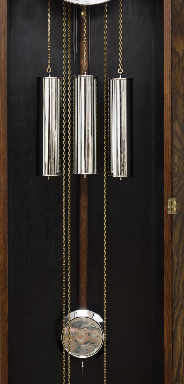 Art Deco Oak and Mahogany Longcase Clock by Enfield For Sale at 1stDibs
