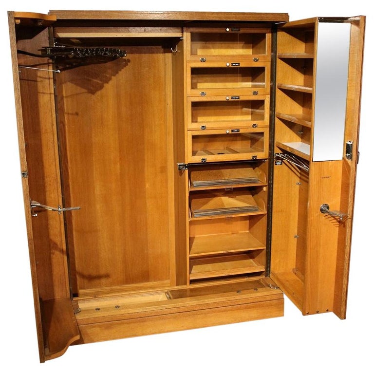 Art Deco Oak Compactom Wardrobe at 1stDibs