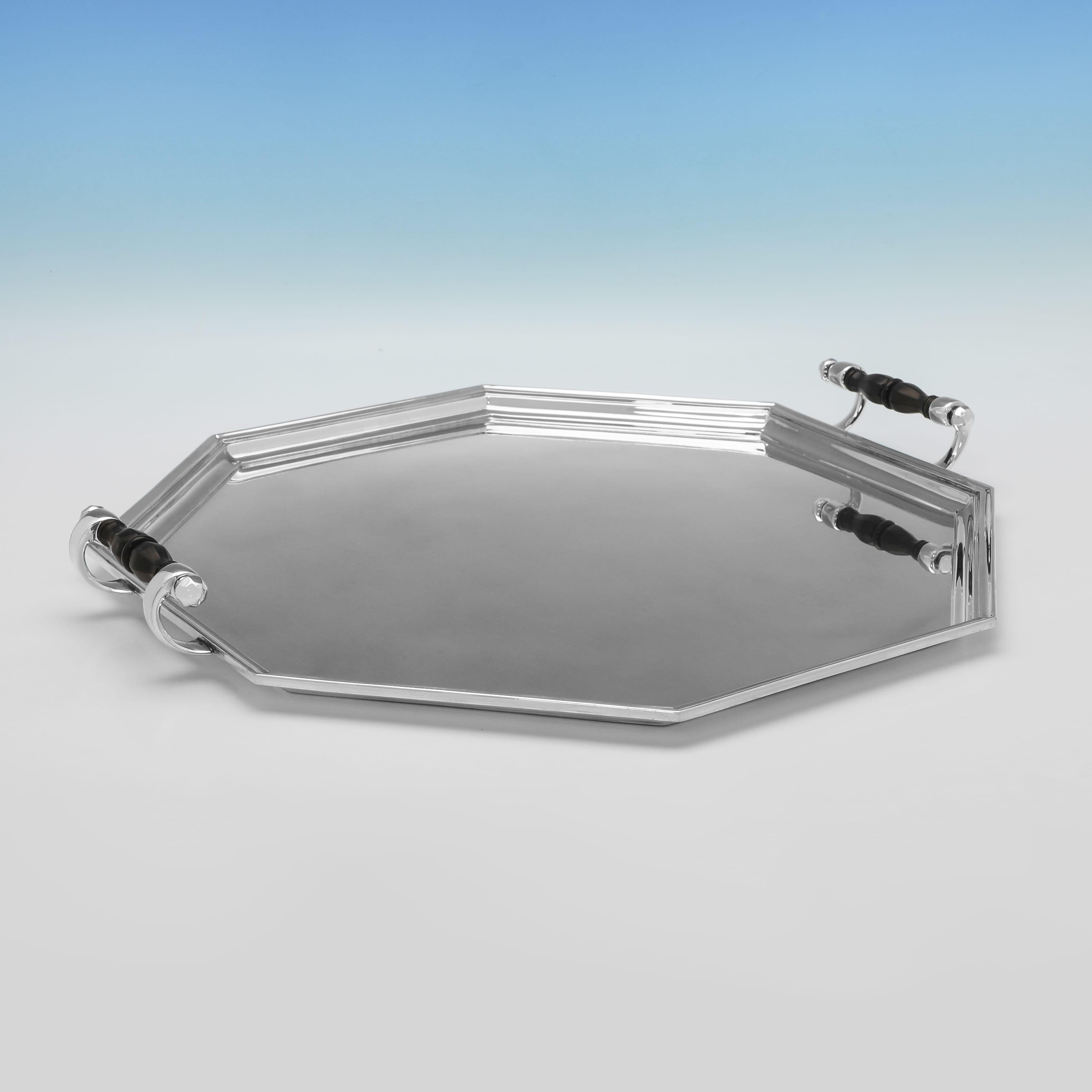 Art deco octaginal sterling silver tray - Hallmarked in Sheffield in ...
