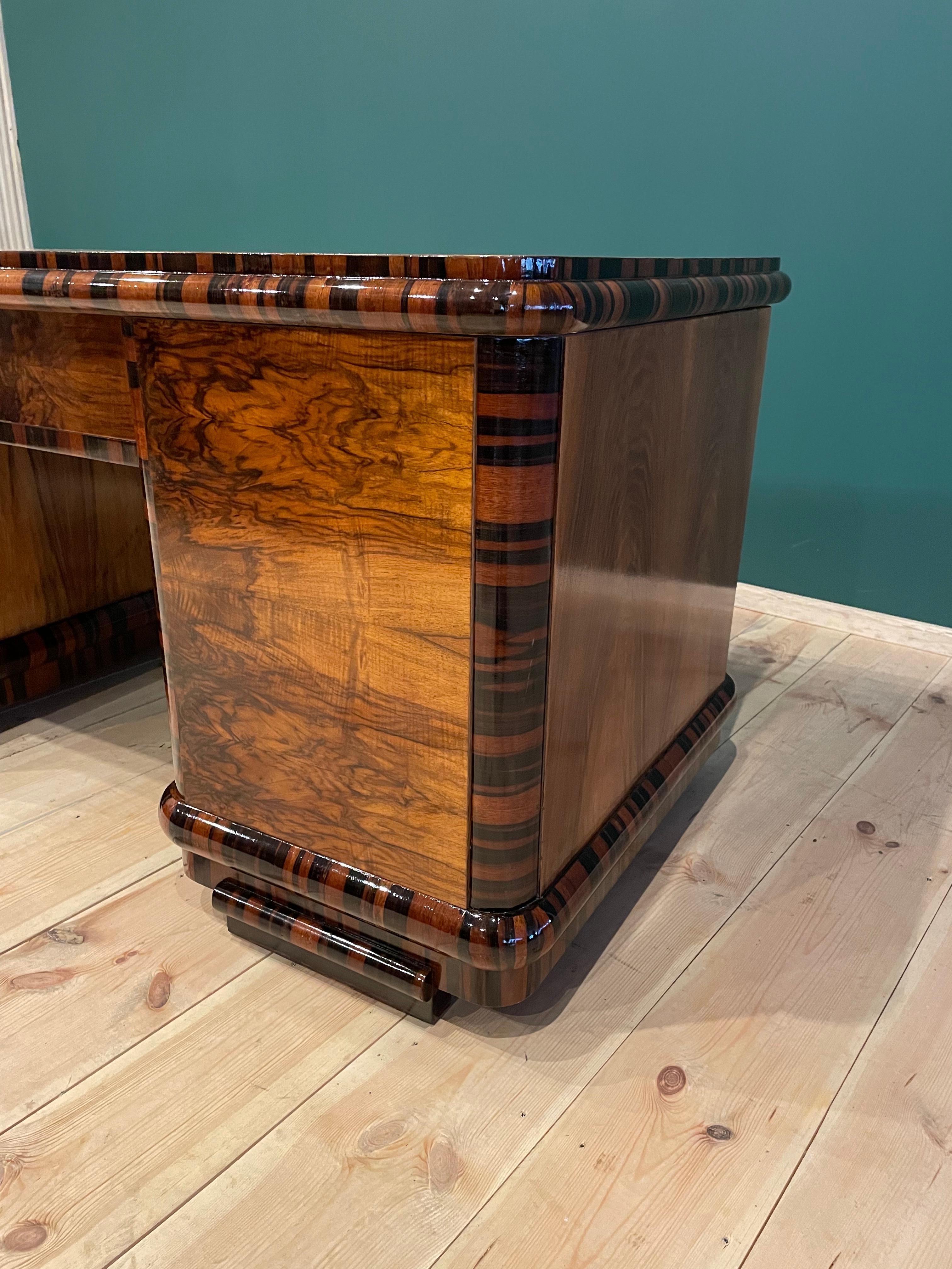 Art Deco Office Desk Nut Makassar at 1stDibs