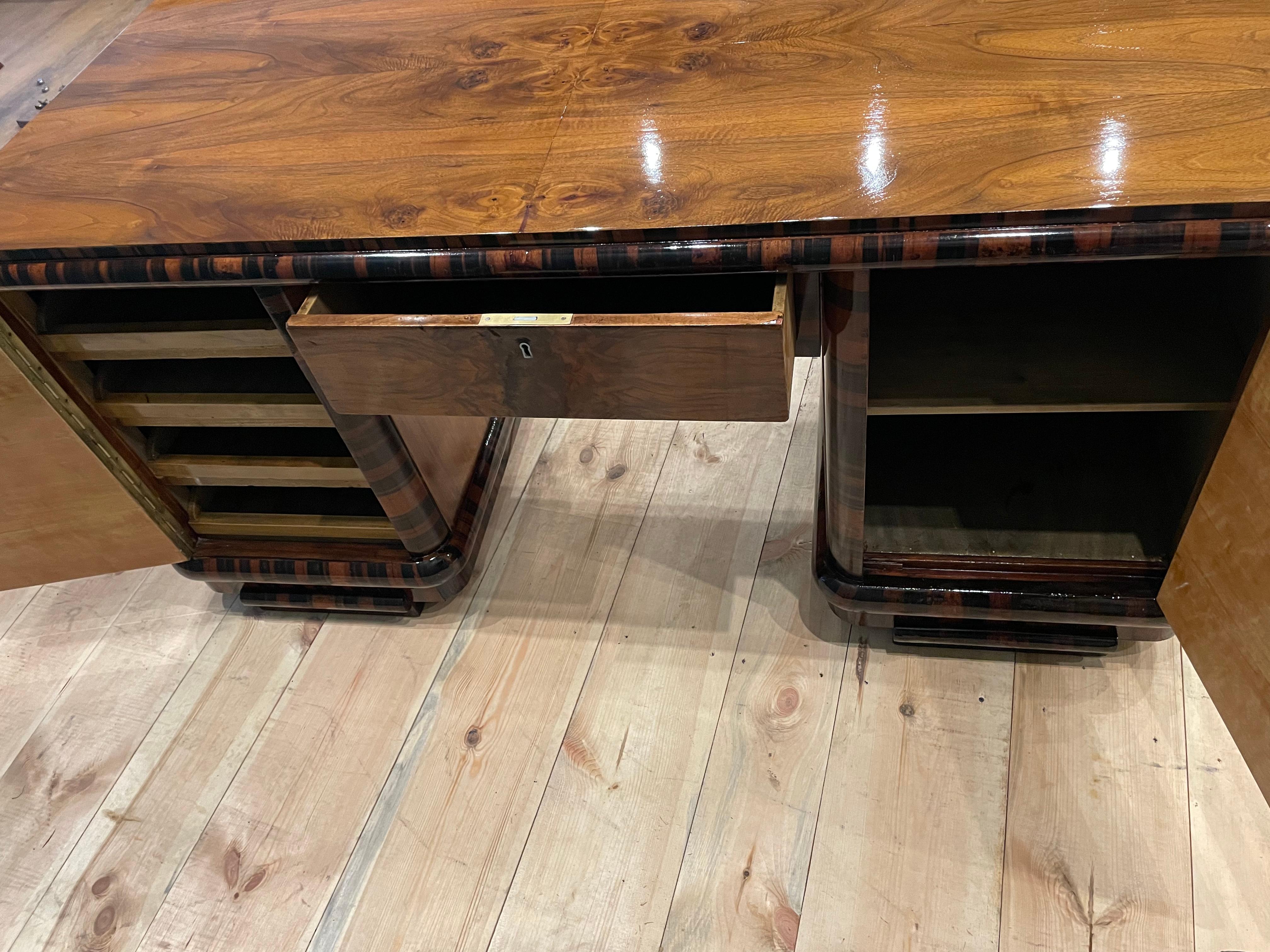 Art Deco Office Desk Nut Makassar at 1stDibs