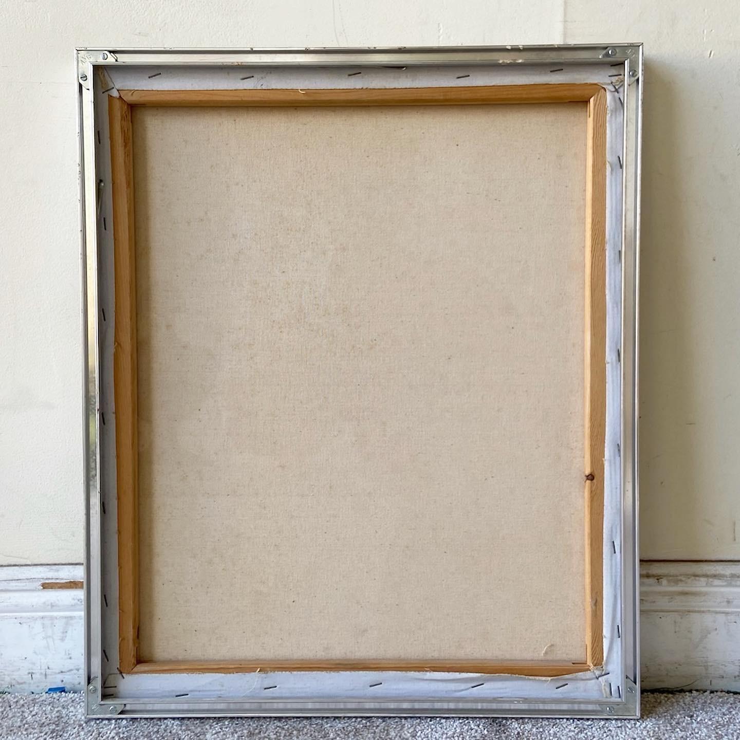 Art Deco Oil Painting, Leaning Lady, Patrick Nagel Style For Sale at ...