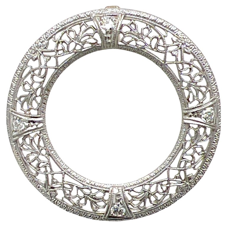 Art Deco Old European Cut Diamond 14 Karat Two Tone Gold Filigree ...