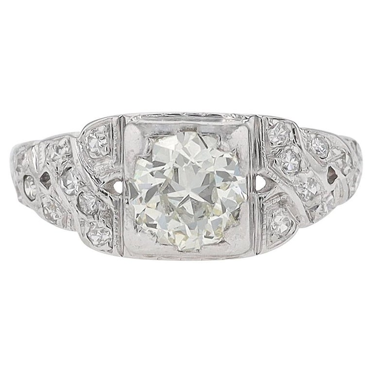 Art Deco Old European Cut Diamond Antique Engagement Ring For Sale at ...