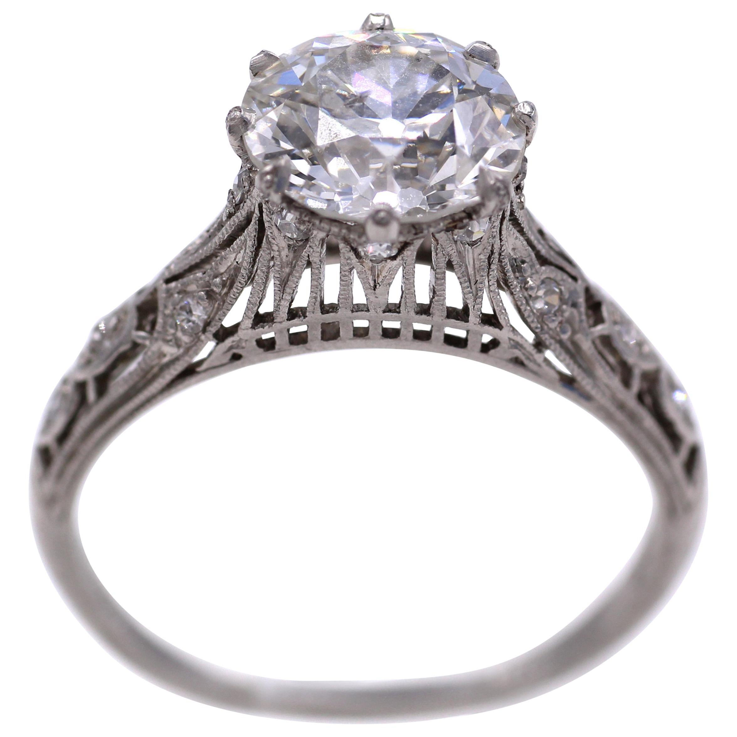 Antique Old European Cut Diamond Art Deco Engagement Ring For Sale at ...