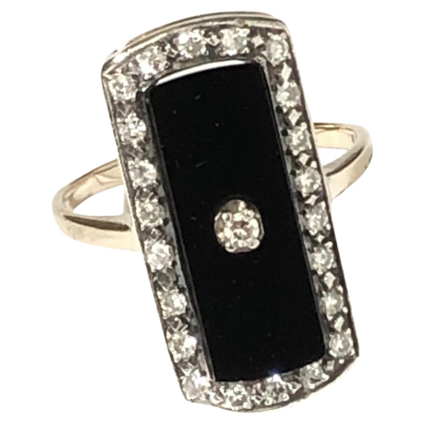 Art Deco Onyx and Diamond Ring at 1stDibs