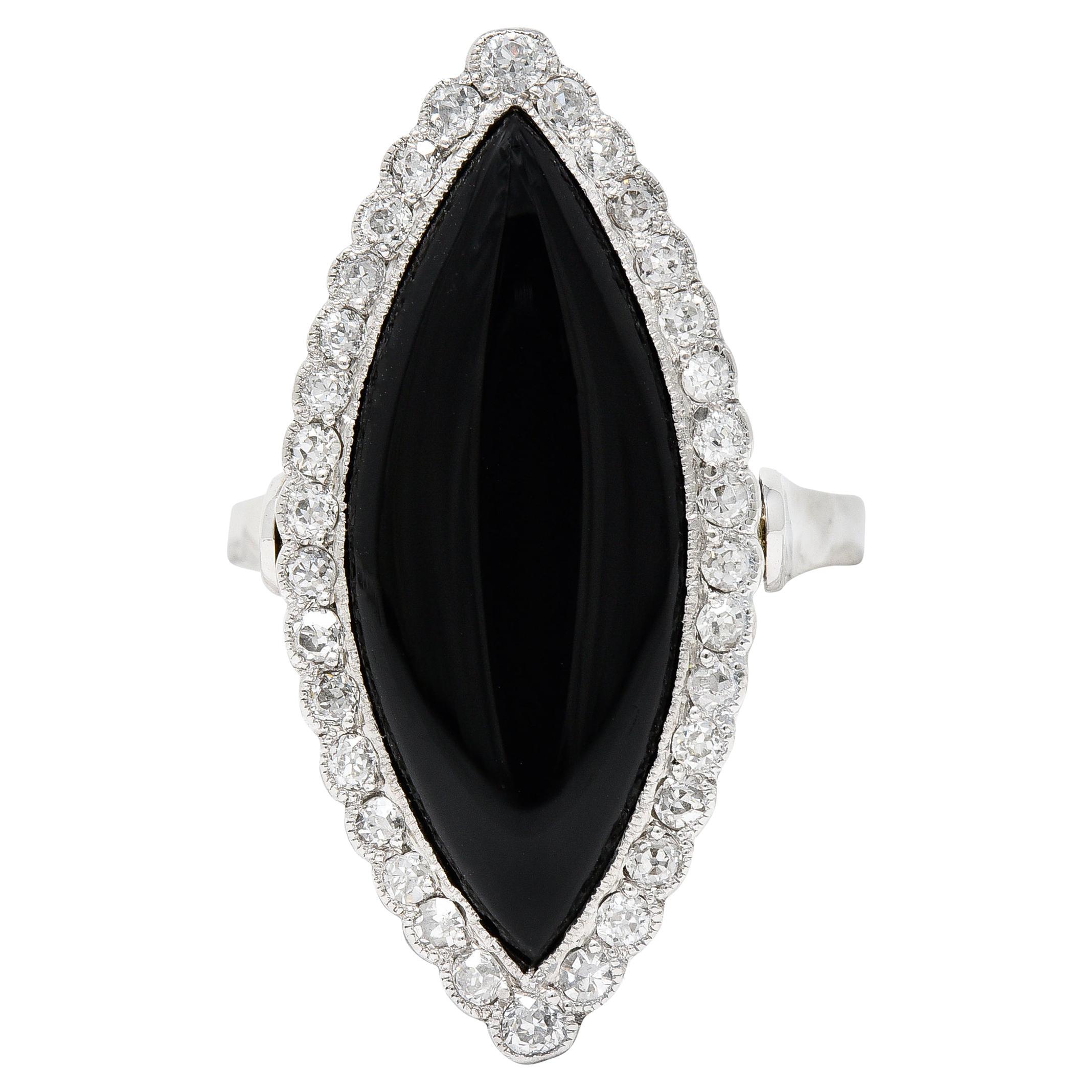 Art Deco Diamond Onyx Ring at 1stDibs