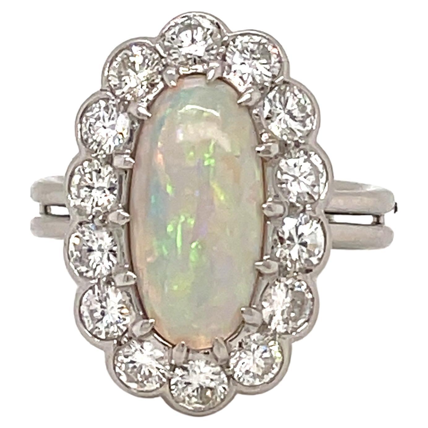 Superb Art Deco Black Opal Diamond Ring, circa 1935 For Sale at 1stDibs