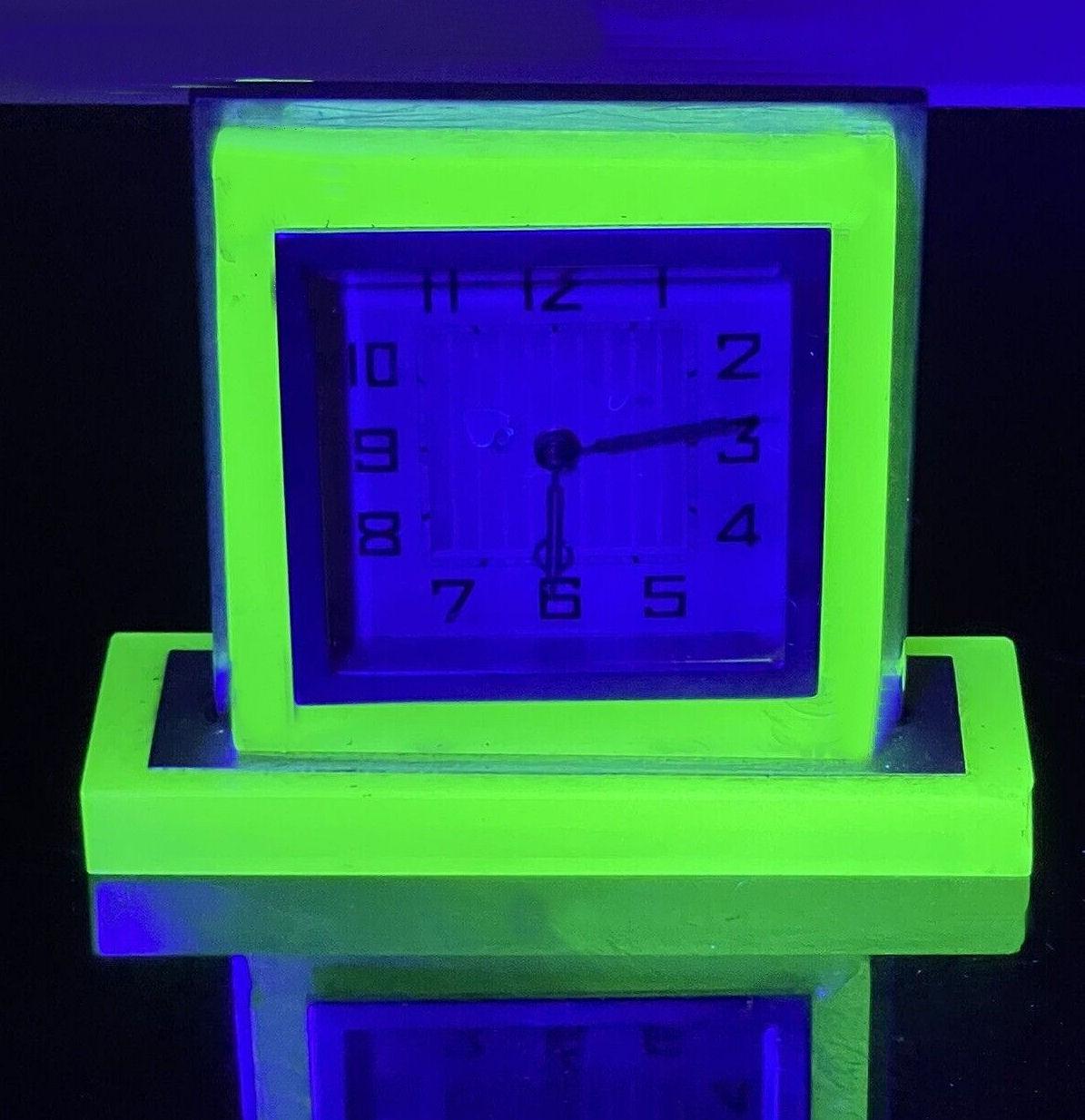 Art Deco Opaline Uranium Glass and Chrome 30 Hr Clock, C1930 For Sale ...