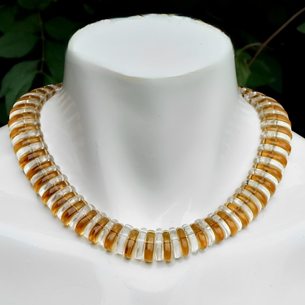Art Deco Orange and Clear Glass Necklace Collar For Sale at 1stDibs