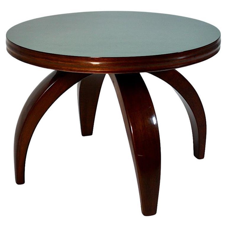 Art Deco Organic Circular Vintage Walnut Green Coffee Table, circa 1940 ...