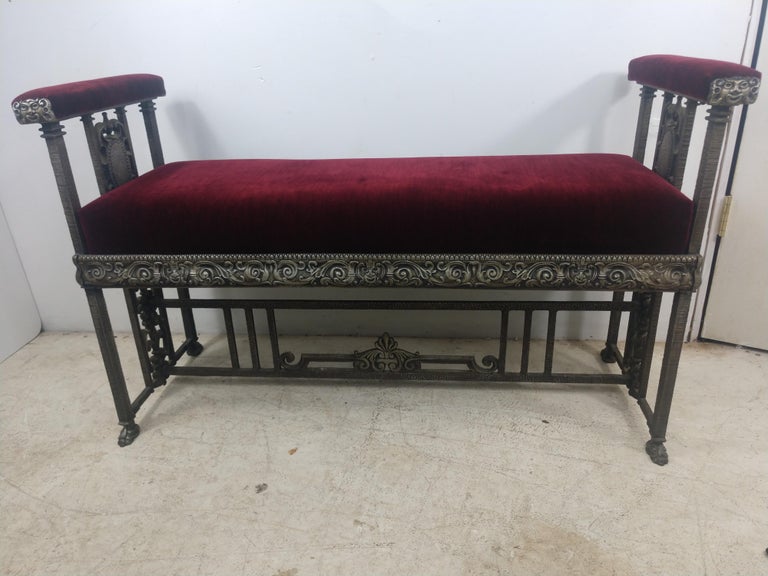Art Deco Ornate Cast Iron Bench by Oscar Bach at 1stDibs