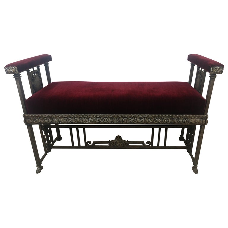 Art Deco Ornate Cast Iron Bench by Oscar Bach at 1stDibs