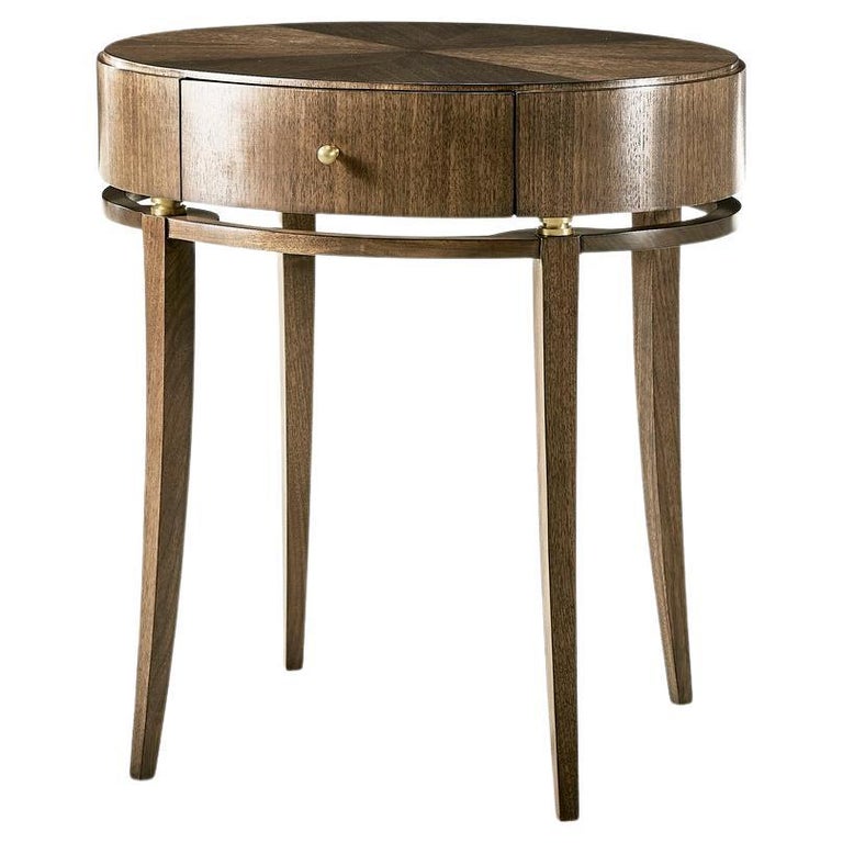 Art Deco Oval Walnut Bedside Table For Sale at 1stDibs