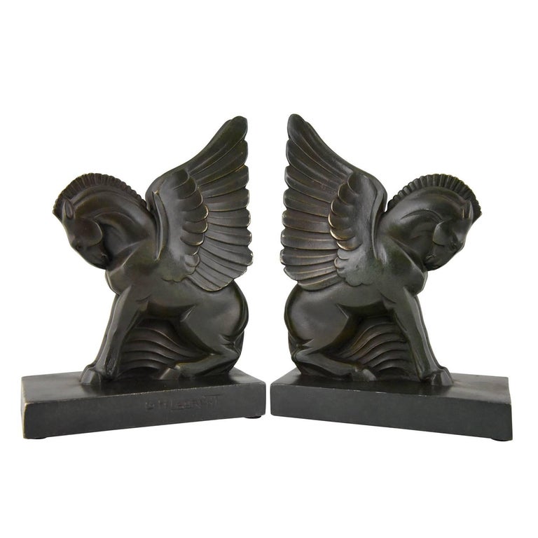 Art Deco Pagasus Winged Horse Bookends Georges H. Laurent, France, 1930 ...