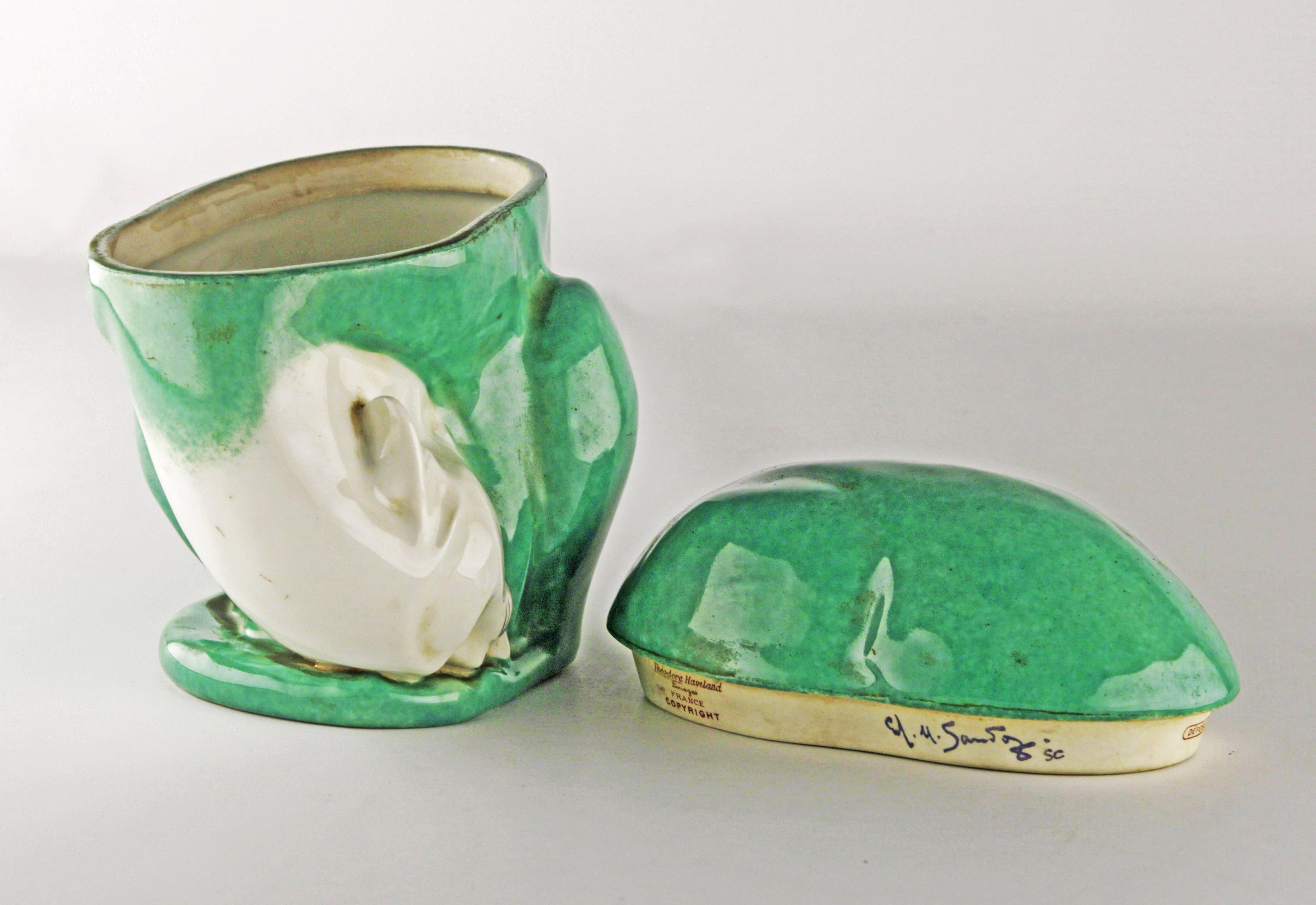 Art Deco Painted Porcelain Box Signed by Edouard Marcel Sandoz For Sale ...