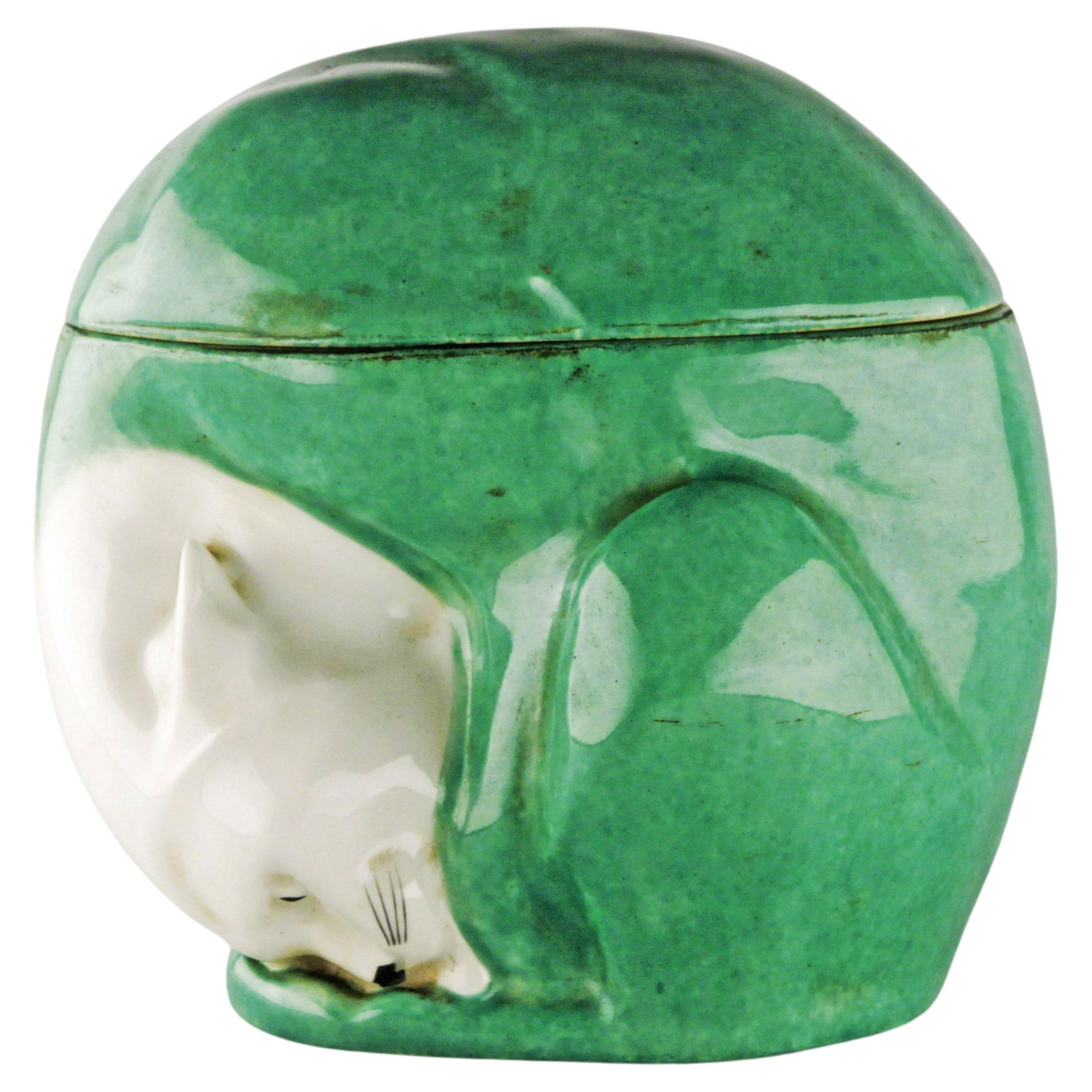 Art Deco Painted Porcelain Box Signed by Edouard Marcel Sandoz For Sale ...