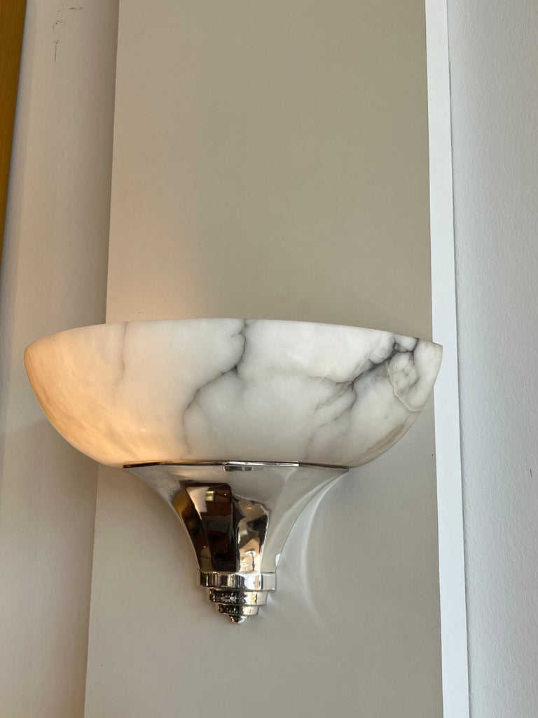 Art Deco Pair of Alabaster Sconces For Sale at 1stDibs