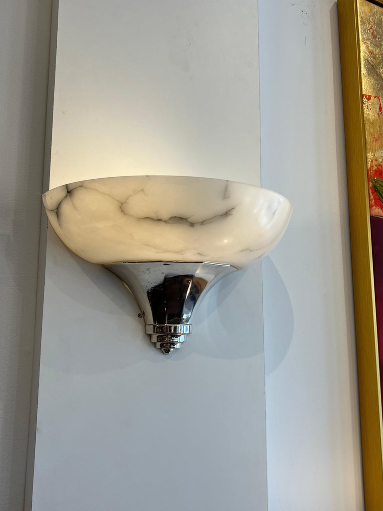 Art Deco Pair of Alabaster Sconces For Sale at 1stDibs