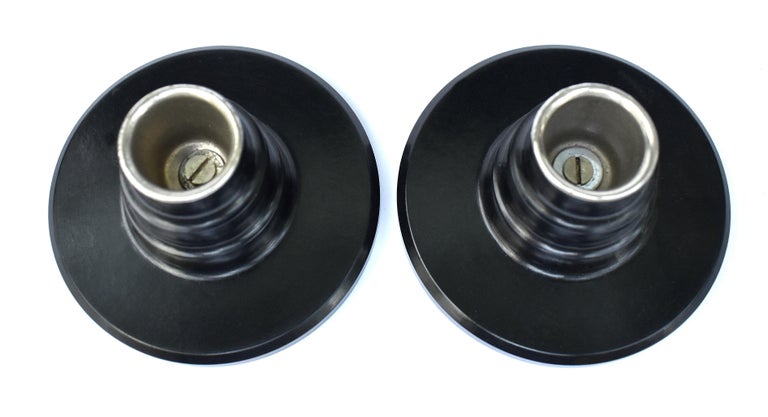 Art Deco Pair of Black Bakelite Candlesticks, C1930 For Sale at 1stDibs