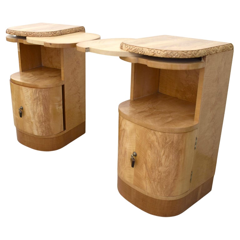 Art Deco Pair of Blonde Sycamore Bedside Cabinet Night Stands by ...
