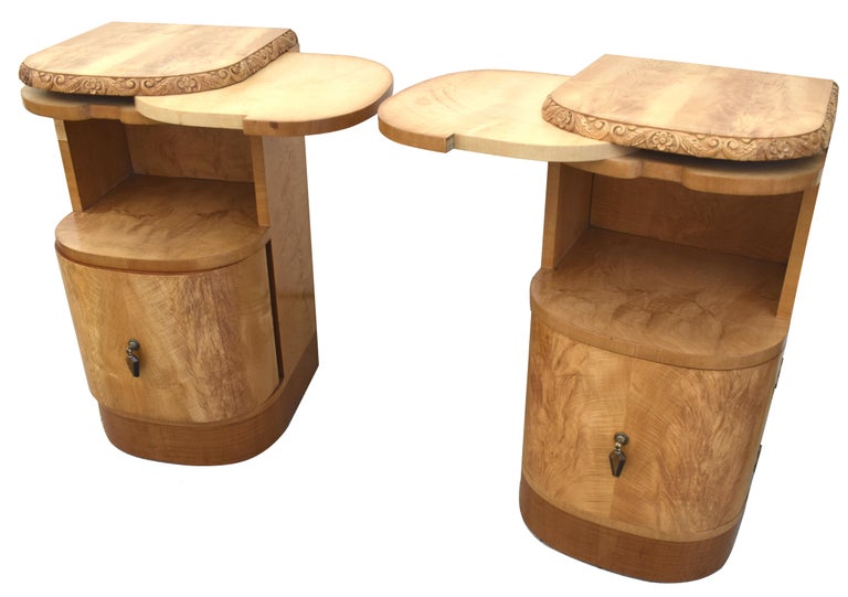 Art Deco Pair of Blonde Sycamore Bedside Cabinet Night Stands by ...