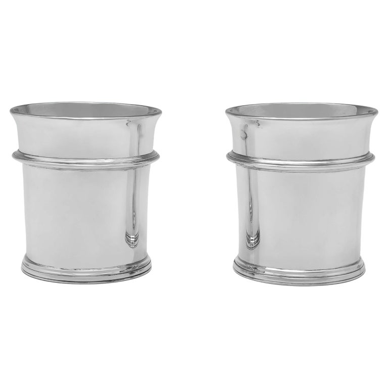 Art Deco Pair of Britannia Standard Silver Beakers - Hallmarked in 1933 at 1stDibs