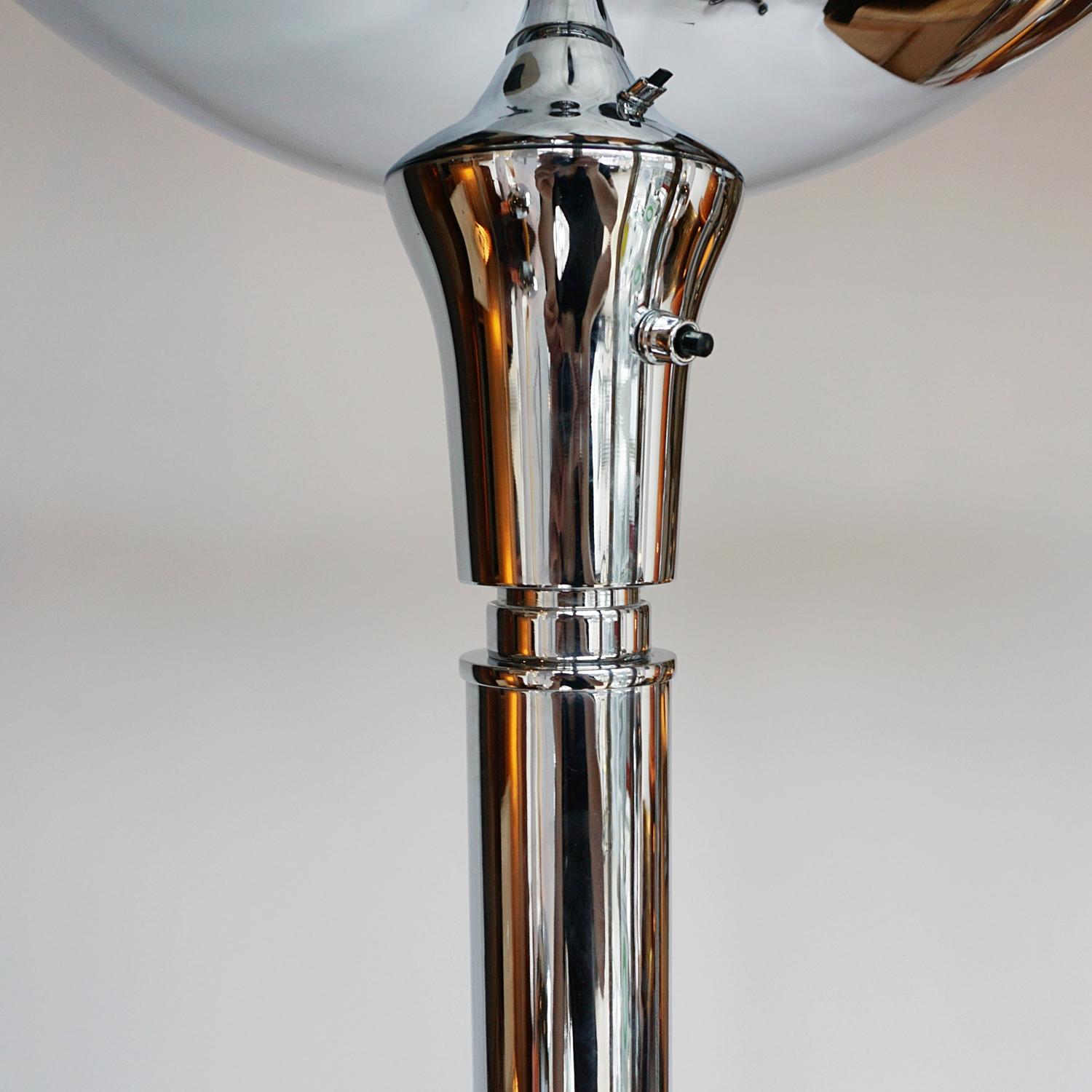 Art Deco Pair of Chromed Metal Uplighters at 1stDibs