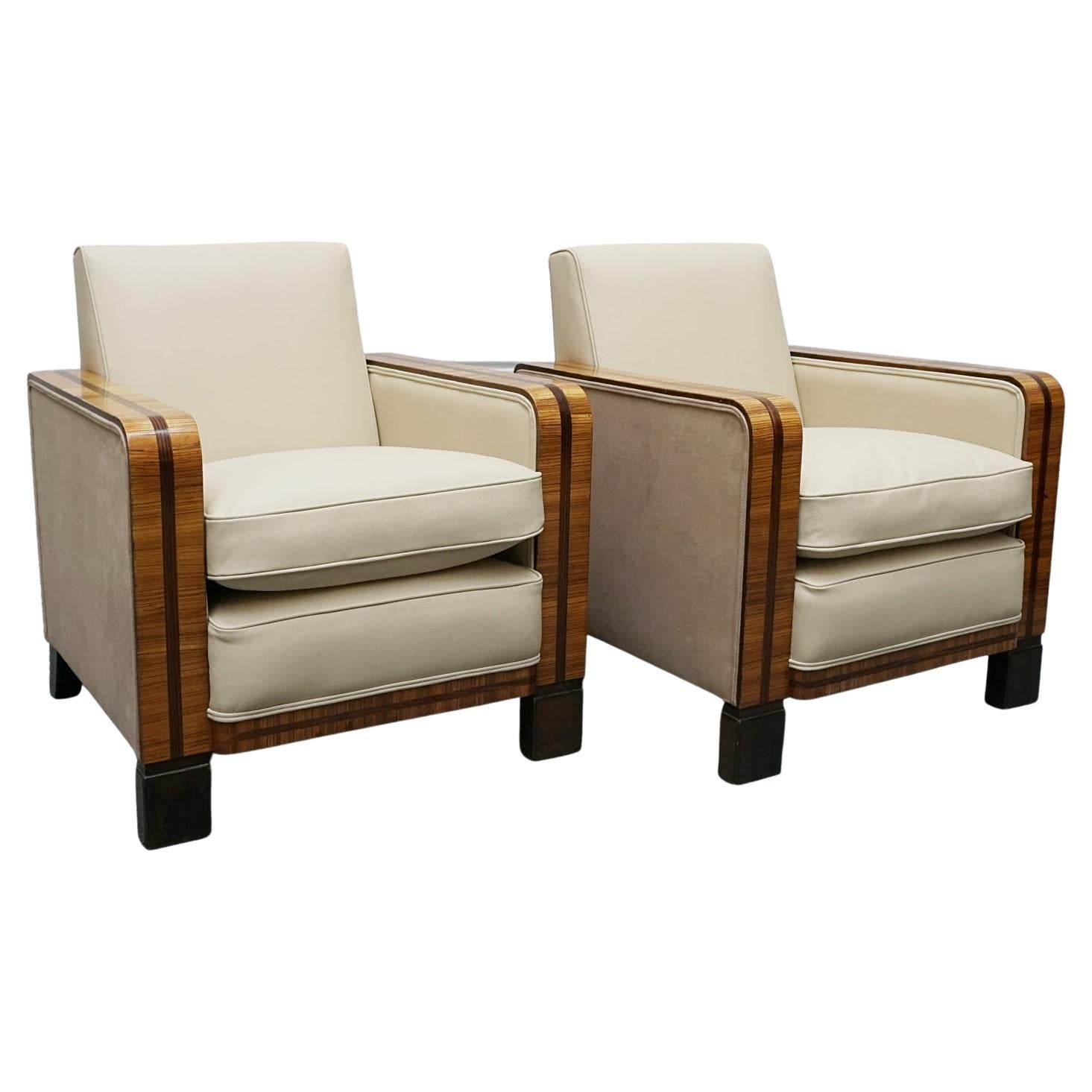 A Pair of Swedish Walnut Art Deco Armchairs c. 1930's at 1stDibs